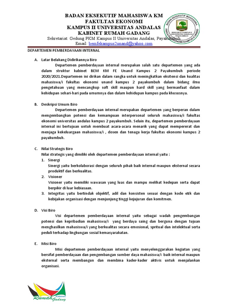 Format Proker Dept Pemberdayaan Internal | PDF