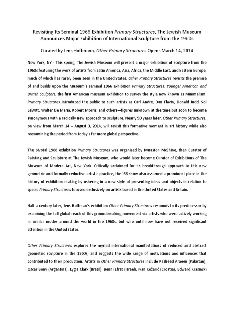 Other Primary Structures Exhibition 2014 | PDF | Sculpture | Modern Art