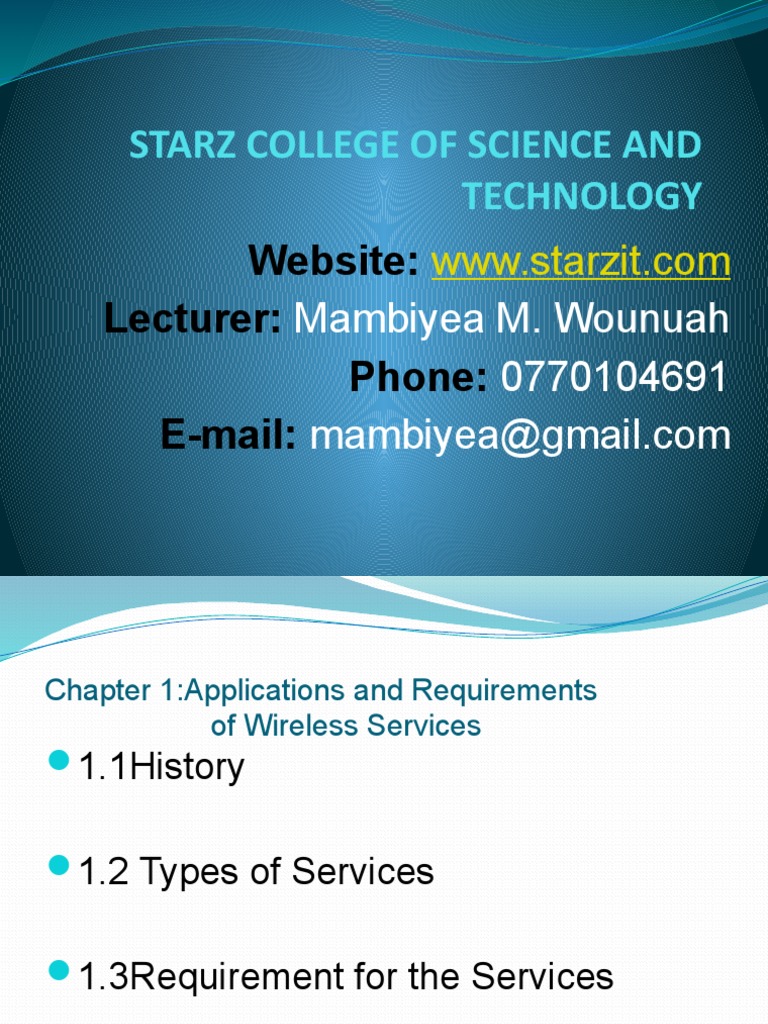 Starz College of Science and Technology: Website: Lecturer: Phone: E ...