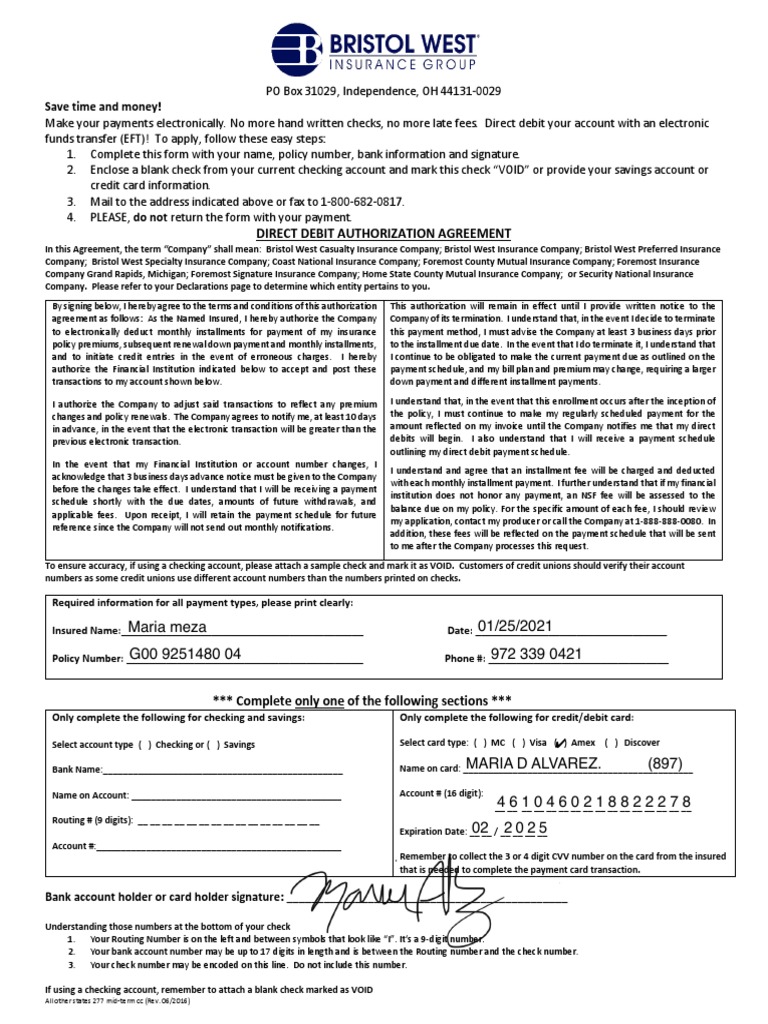 Direct Debit Authorization Agreement (EFT) | Download Free PDF ...