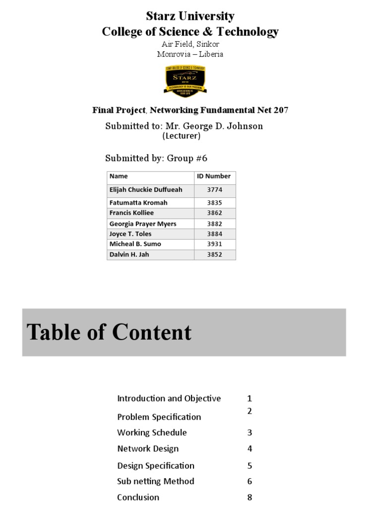 Final Project, Networking Fundamental Net 207: Designing a Network for ...