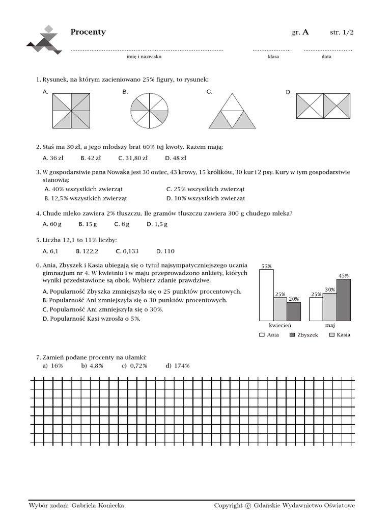 Klasa 7 Procenty | PDF
