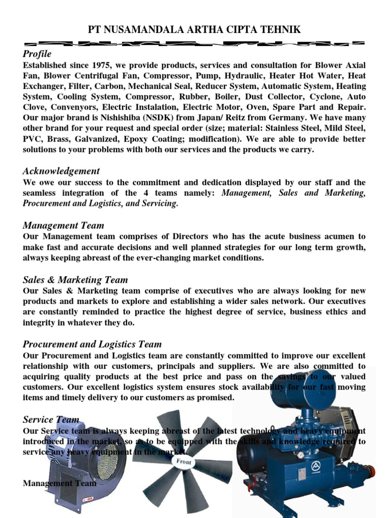 PT Nusamandala Artha Cipta Tehnik: Profile | PDF