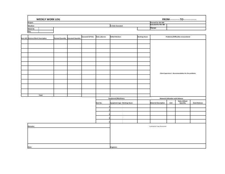 Weekly Work Log Format | PDF | Economies | Business
