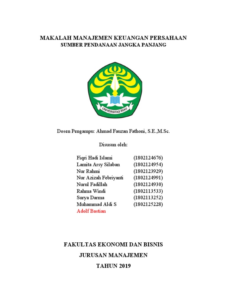 Makalah Sumber Pendanaan Jangka Panjang | PDF | Bisnis | Hukum