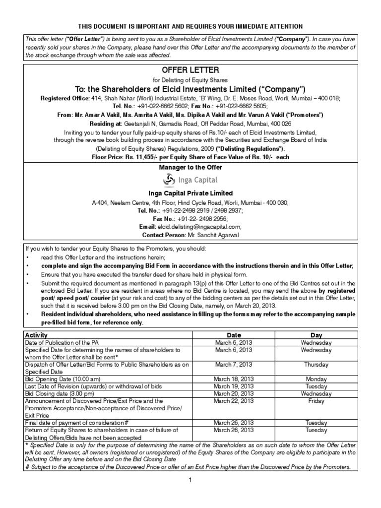 Simple Company Offer Letter Format | PDF | Stocks | Equity (Finance)