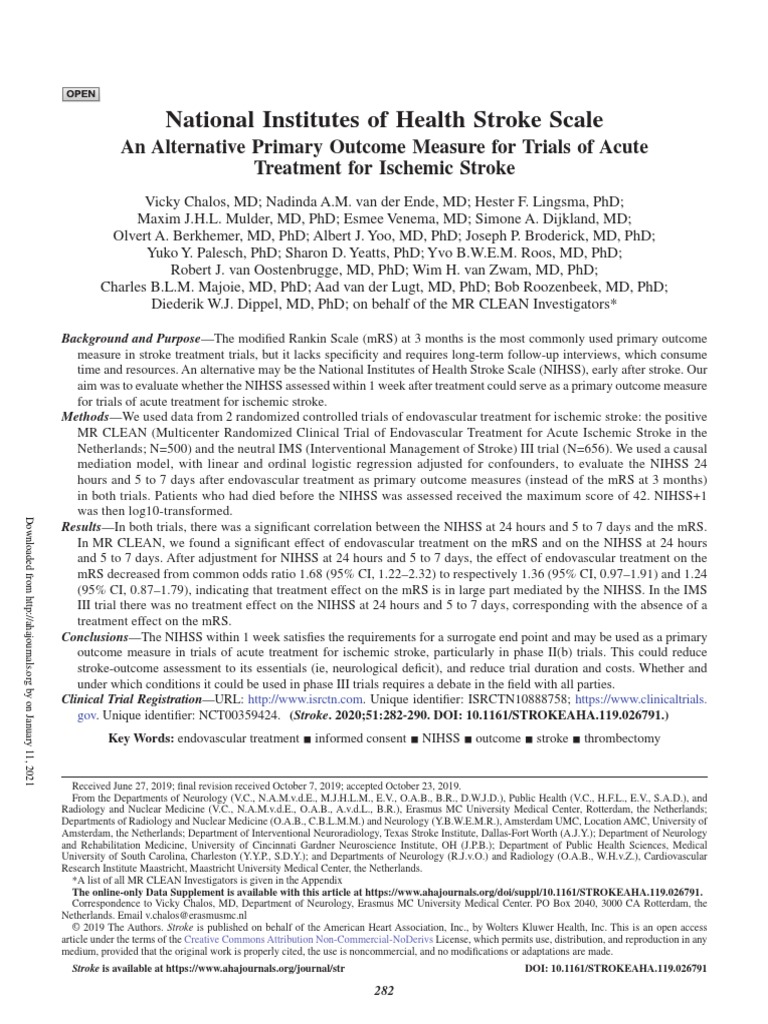 National Institutes of Health Stroke Scale | PDF | Clinical Trial ...