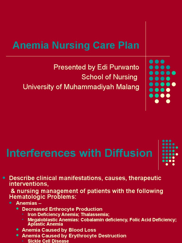 Anemia Nursing Care Plan: Presented by Edi Purwanto School of Nursing ...