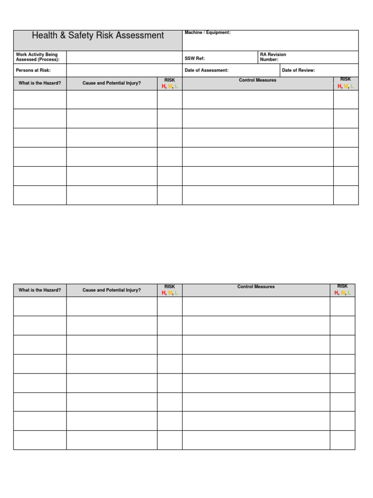 Blank Risk Assessment Template | PDF | Risk Assessment | Applied Ethics