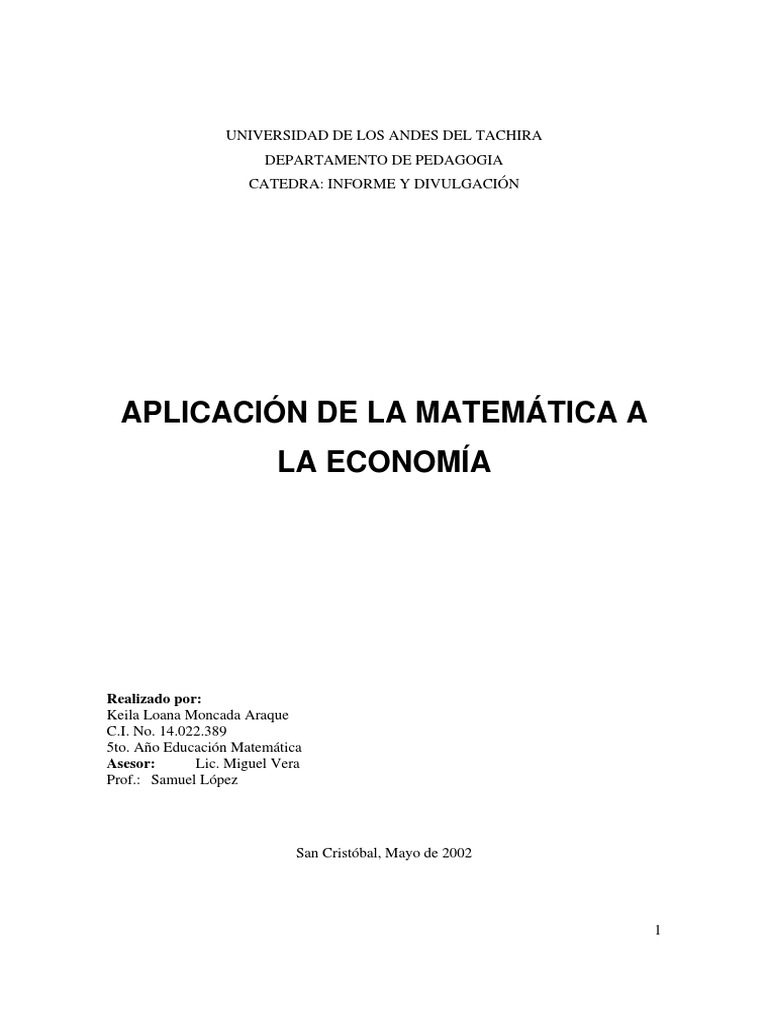 Aplicac Economia (Import-Mat I) | PDF