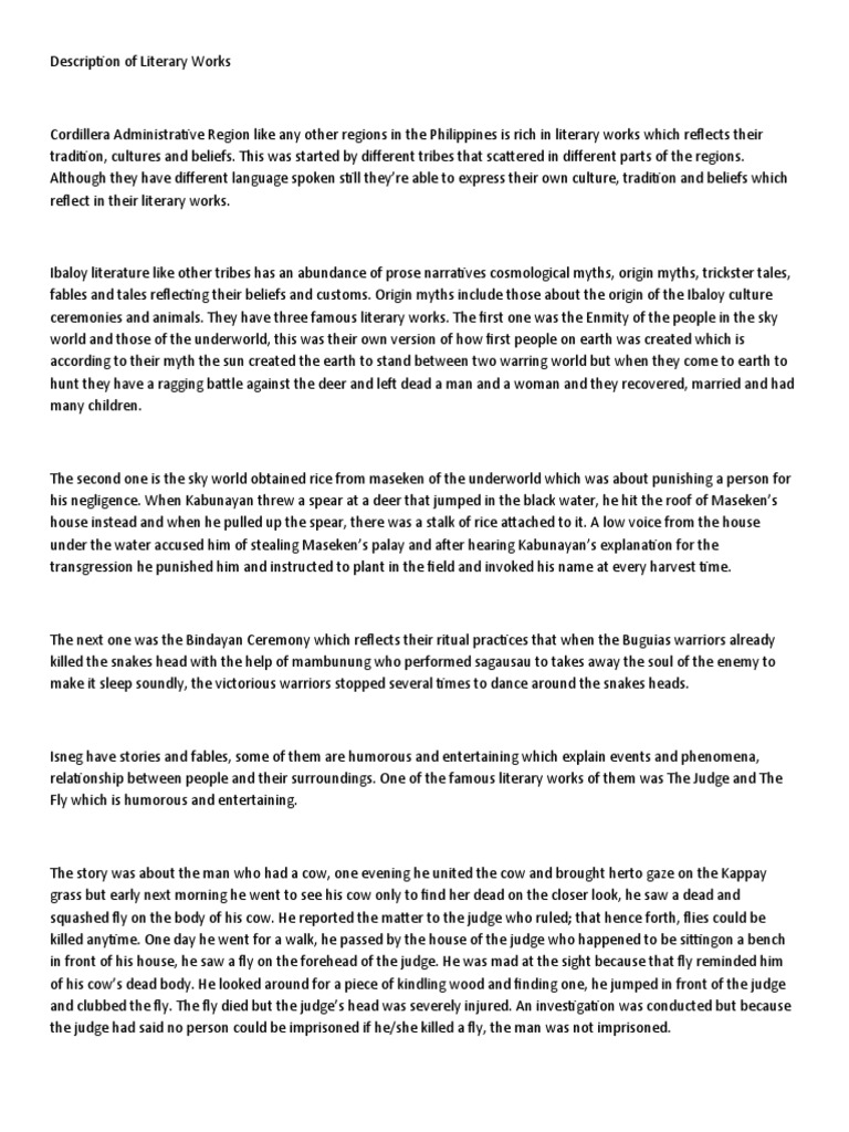 Cordillera Literary Works Overview | PDF | Art