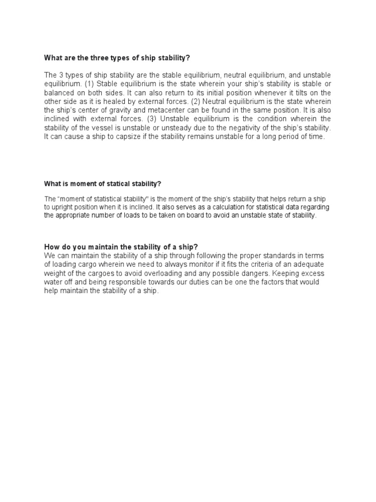 What Are The Three Types of Ship Stability | PDF | Ships | Water Transport