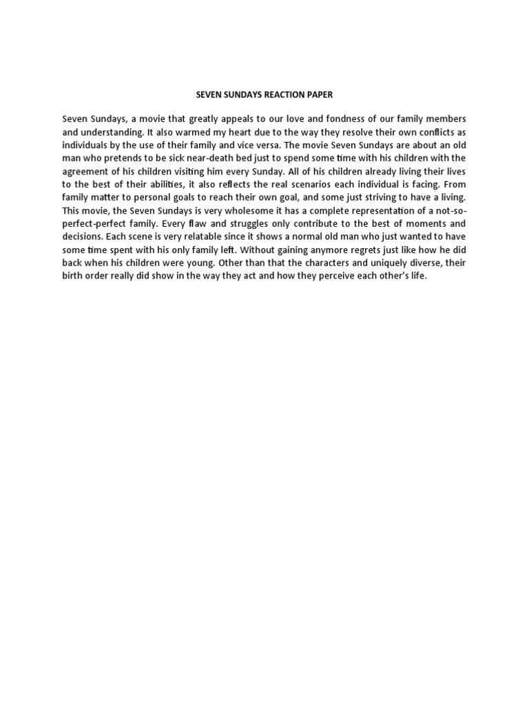 Seven Sundays Reaction Paper | PDF