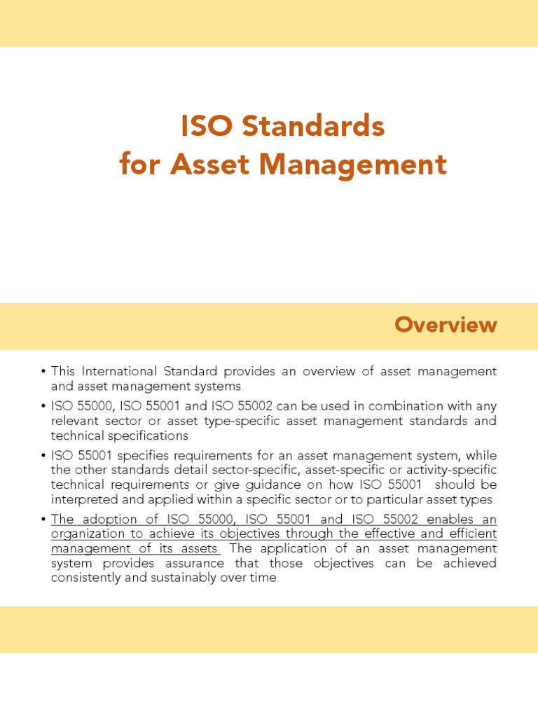 ISO 55001: Asset Management Standards Overview | PDF | Asset Management ...