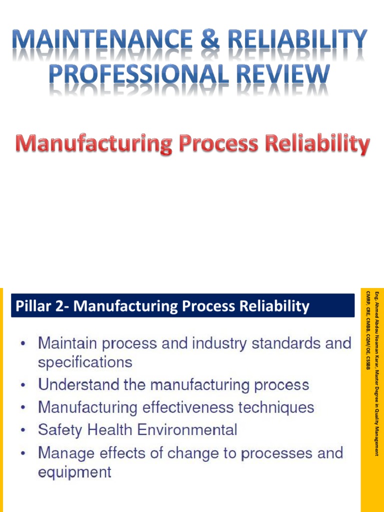 Manufacturing Process Reliability Techniques CMRP Course | PDF ...