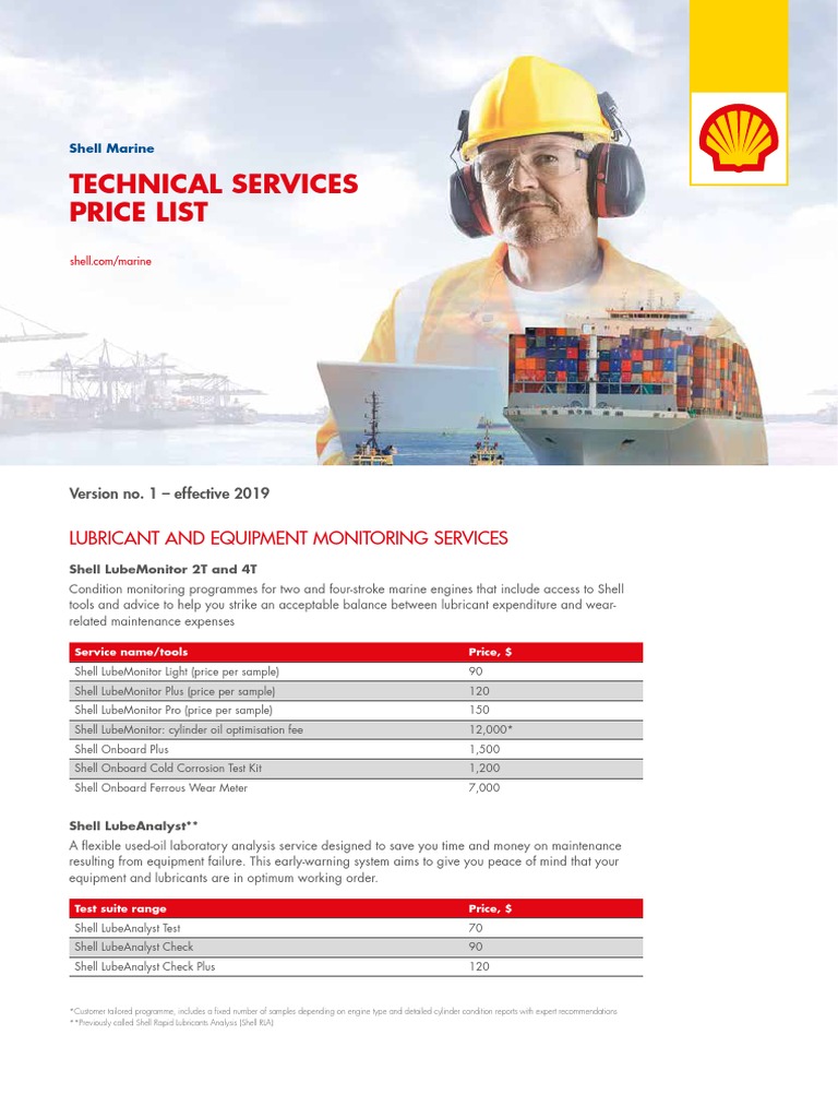 Shell Marine Technical Services Price List | PDF | Lubricant | Business