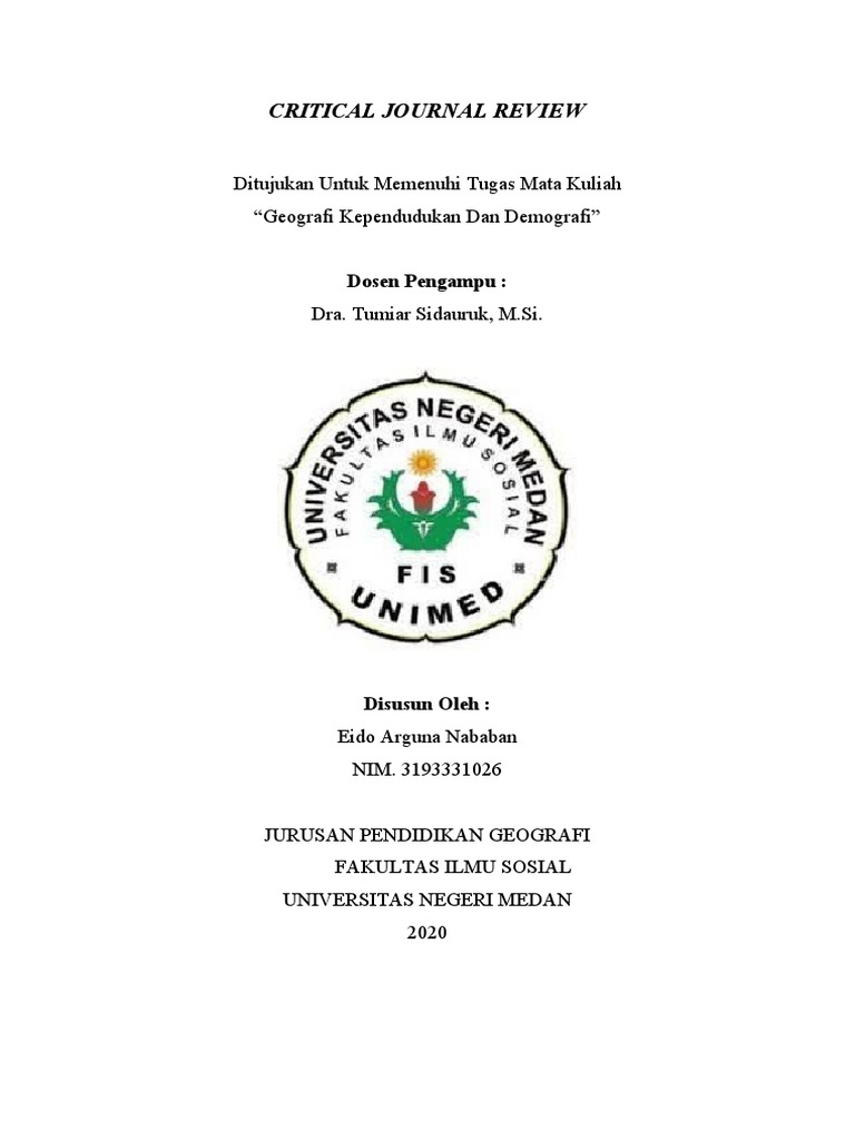 CJR - Geografi Kependudukan Dan Demografi - Eido Arguna Nababan - 3193331026 | PDF