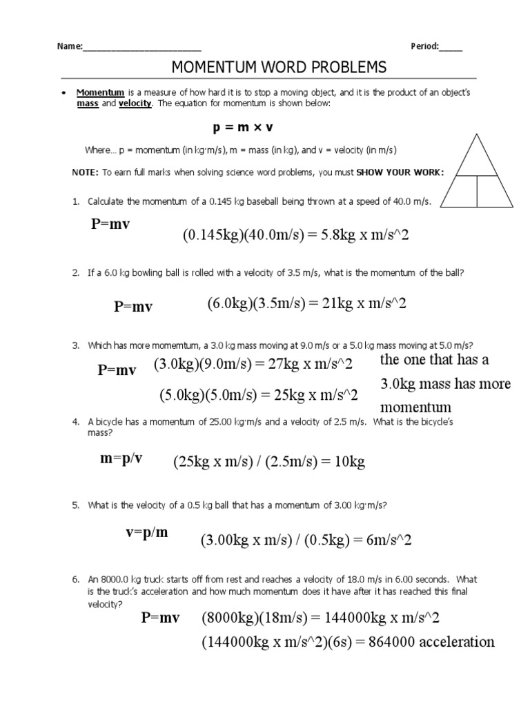 Savannah Montelongo - Momentum Problems | PDF | Momentum | Motion (Physics)
