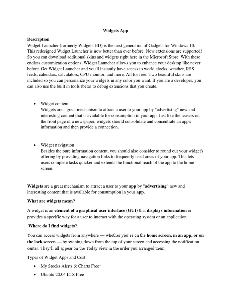 Widgets App Pdf