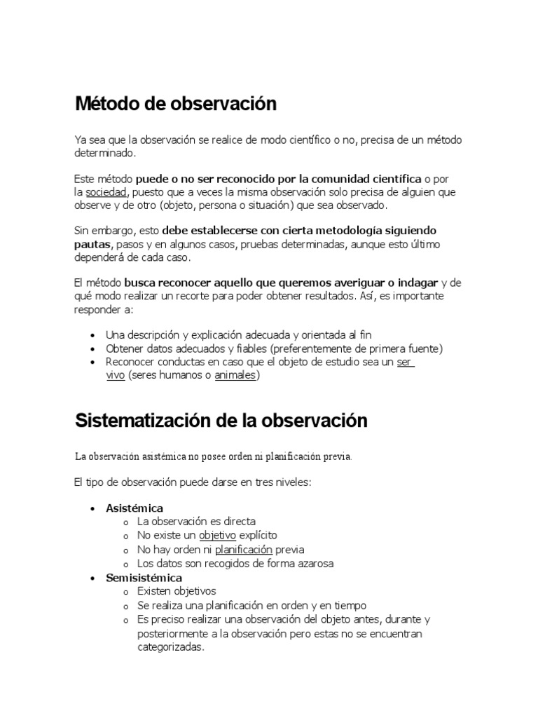 Método de Observación | PDF | Observación | Método científico