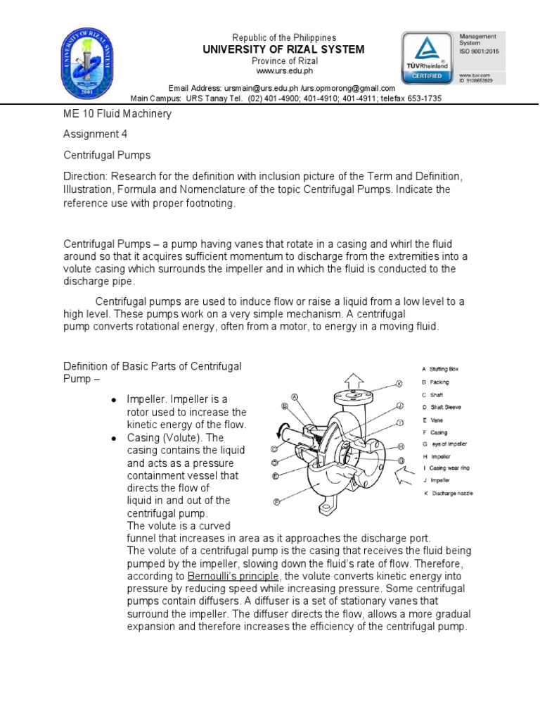ME10 Assignment 4 Centrifugal Pumps | PDF | Pump | Turbine