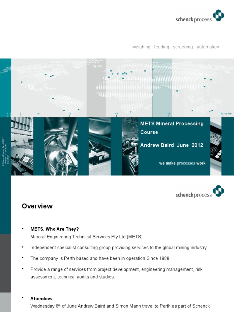 METS Mineral Processing Course Presentation | PDF | Mill (Grinding) | Chemistry