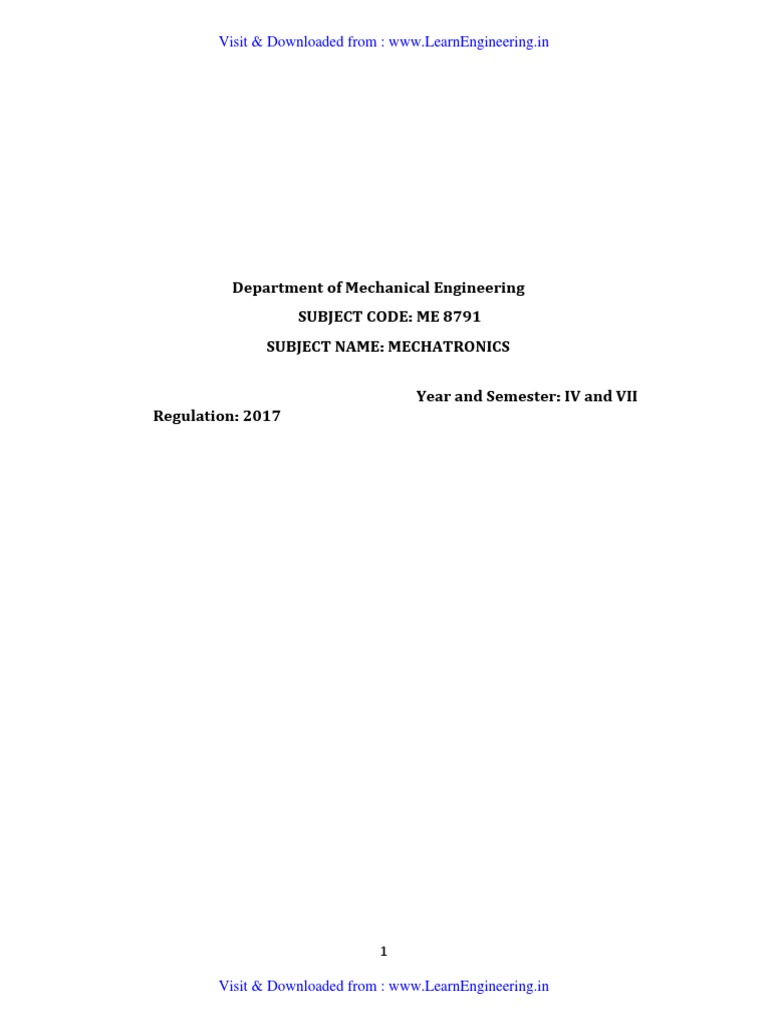 ME8791 Mechatronics 01 - by WWW - Learnengineering.in | PDF ...