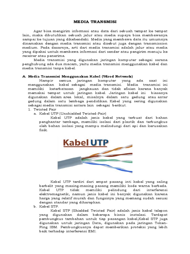 Media Transmisi Jaringan Komputer | PDF | Sains & Matematika | Komputer