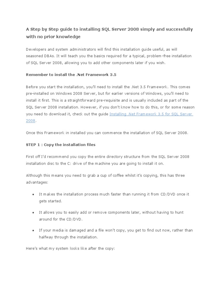 Install SQL Server 2008: Step-by-Step Guide | PDF | Microsoft Sql ...