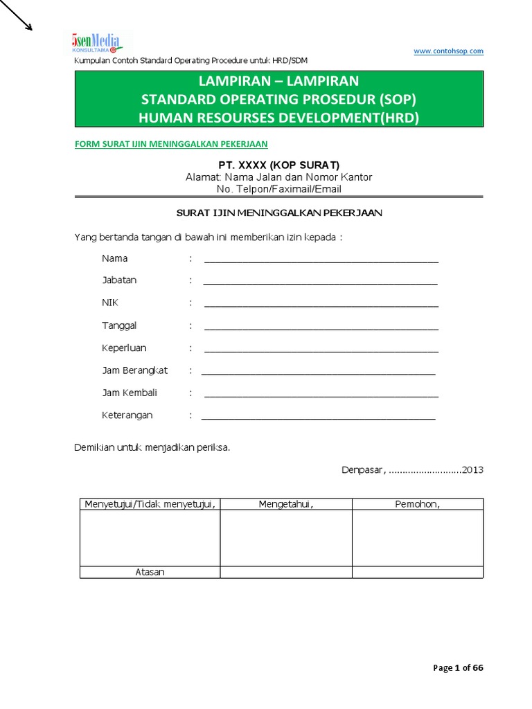 Contoh SOP dan Formulir HRD | PDF