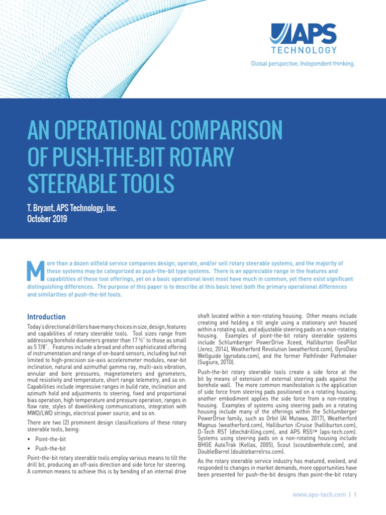 An Operational Comparison of Push-The-Bit Rotary Steerable Tools | PDF ...