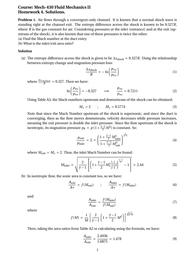 MECH 430 Assignment 4 F2018 | PDF | Mach Number | Fluid Dynamics