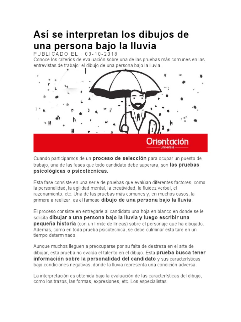 Así Se Interpretan Los Dibujos de Una Persona Bajo La Lluvia | PDF ...