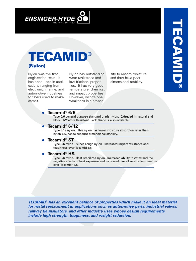 Tecamid | PDF | Nylon | Ultimate Tensile Strength