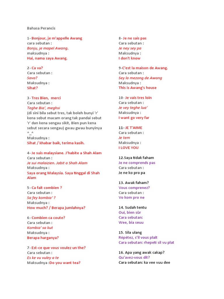 Bahasa Perancis | PDF