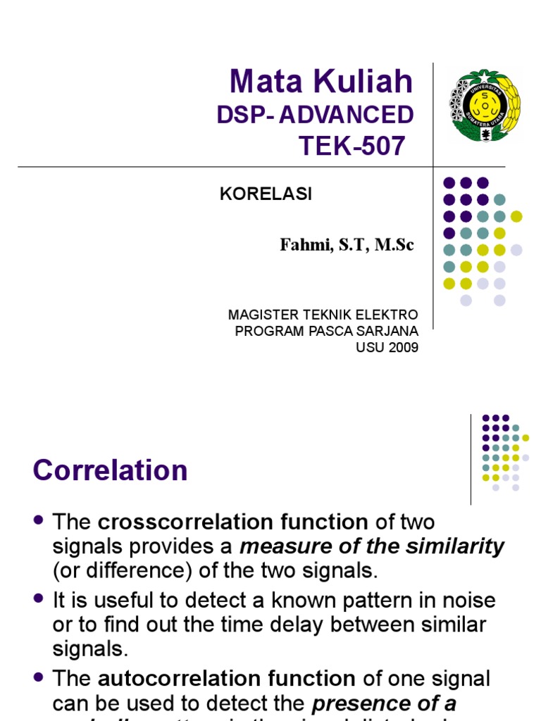 Advanced DSP: Correlation Techniques | PDF | Computers