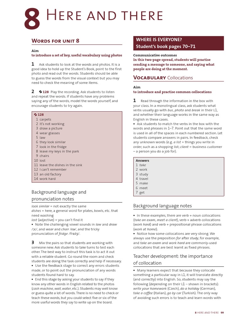 Outcomes Beginner Teacher's Book Unit 8 | PDF | Question | English Language