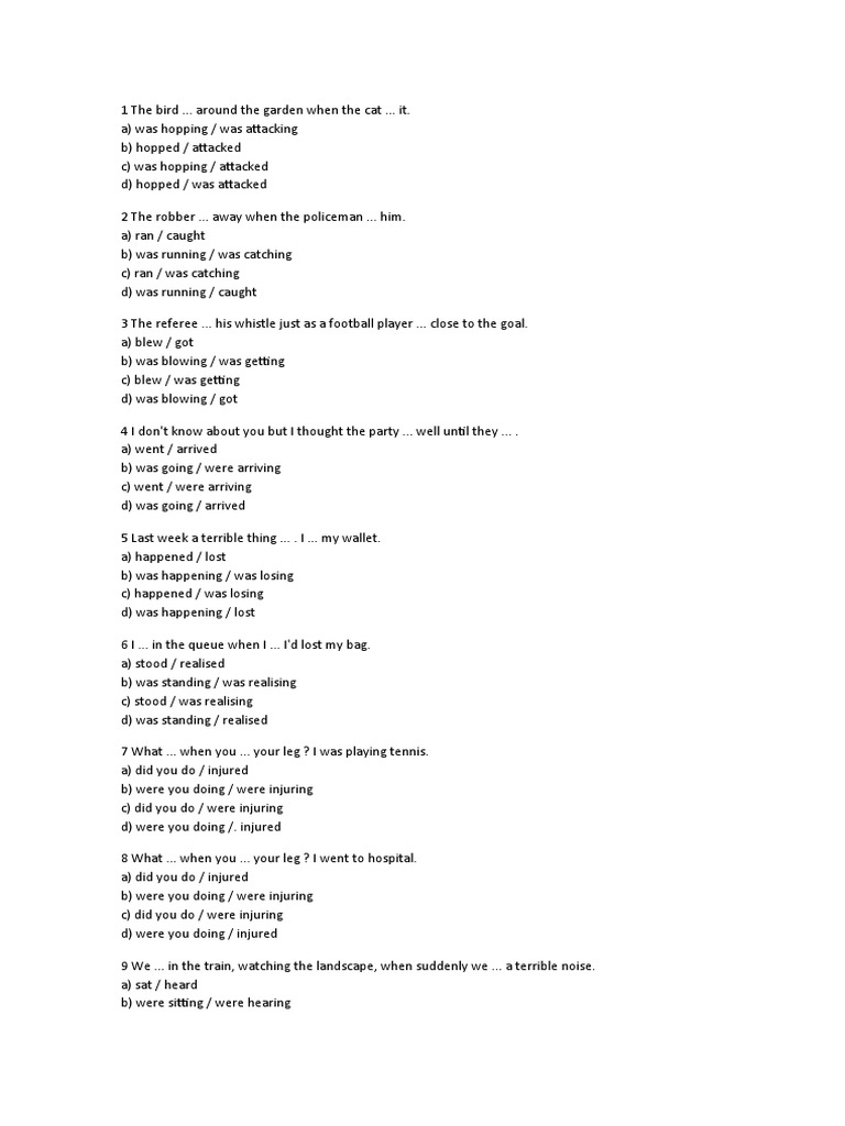 Conti Test: Past Continuous Practice | PDF | Language Arts & Discipline