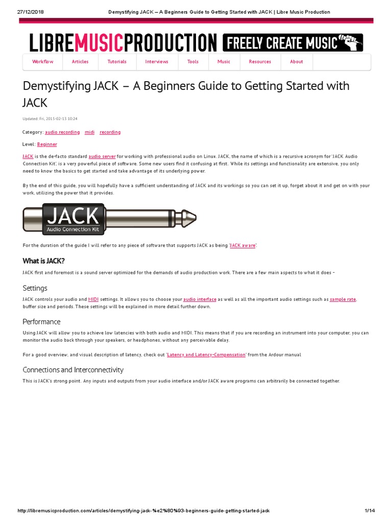 Beginner's Guide to JACK Audio Server | PDF | Device Driver | Computer ...