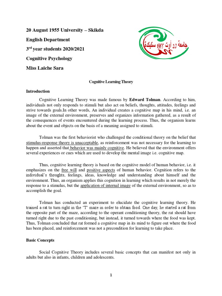 Cognitive Learning Theory | PDF | Behaviorism | Learning