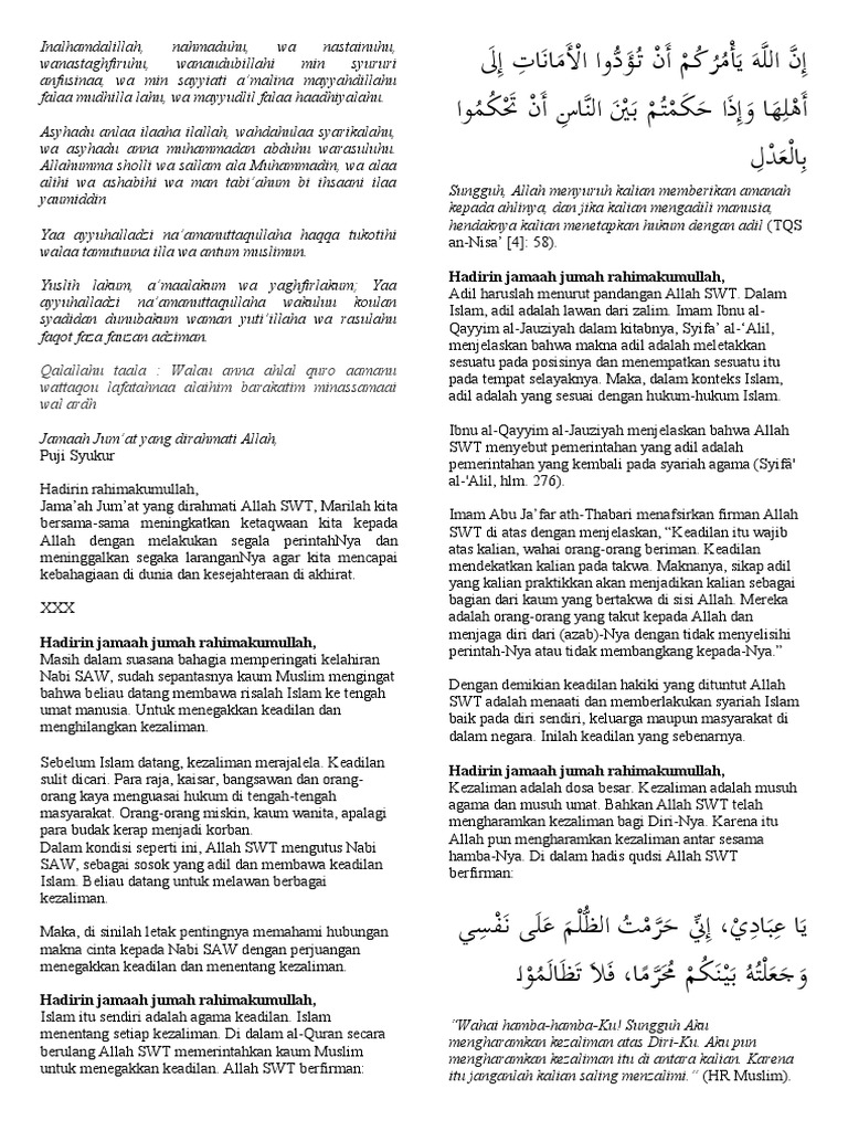 Template Khutbah 3 | PDF