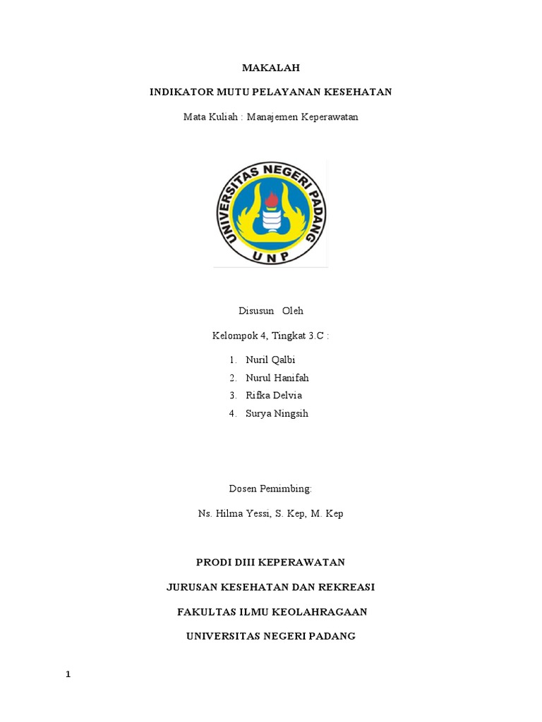 Makalah Kelompok 4 TK.3C (Indikator Mutu Pelayanan Kesehatan) | PDF | Pengembangan Diri