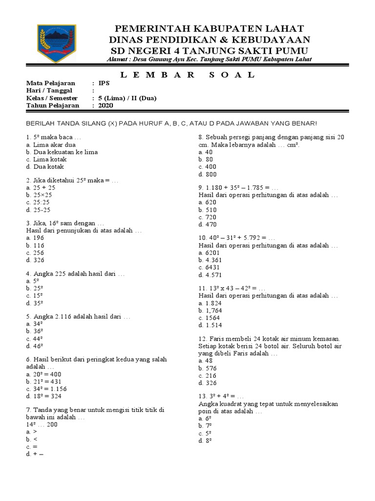 SOAL MTK 5 | PDF