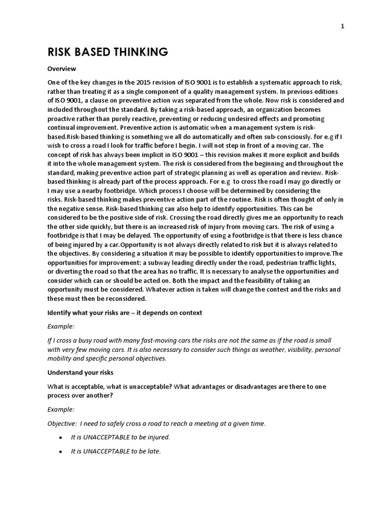 Risk-Based Thinking | PDF | Iso 9000 | Risk