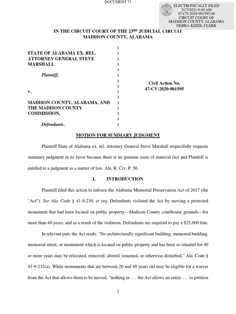 Motion For Summary Judgment | PDF | Virginia Circuit Court | Summary ...