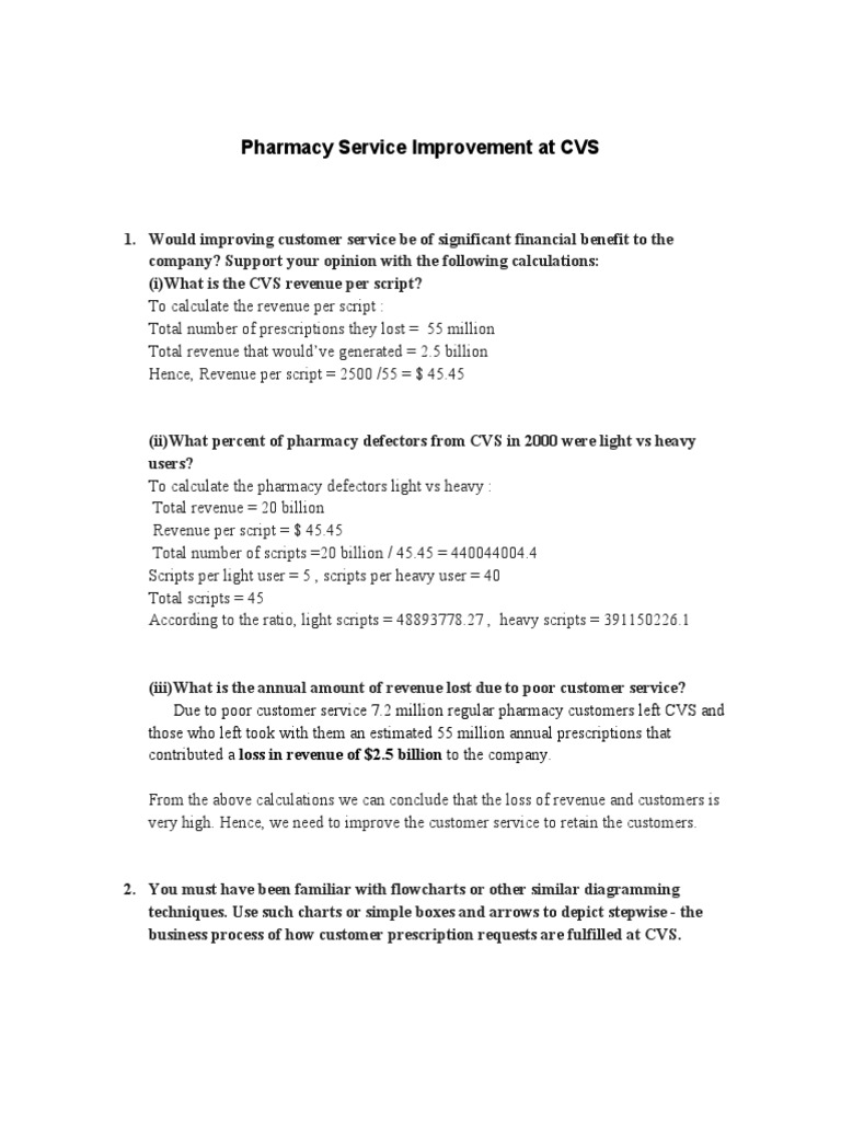 CVS Pharmacy Service Improvement Plan | PDF | Pharmacy | Business
