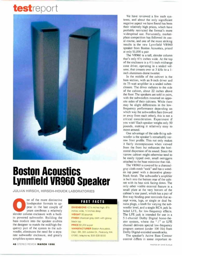 Boston VR960 Review | PDF