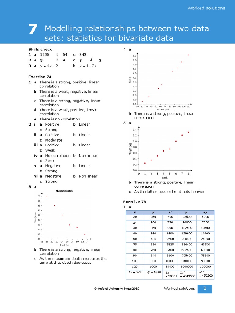 Modelling Relationships Between Two Data Sets: Statistics For Bivariate Data | PDF | Correlation ...