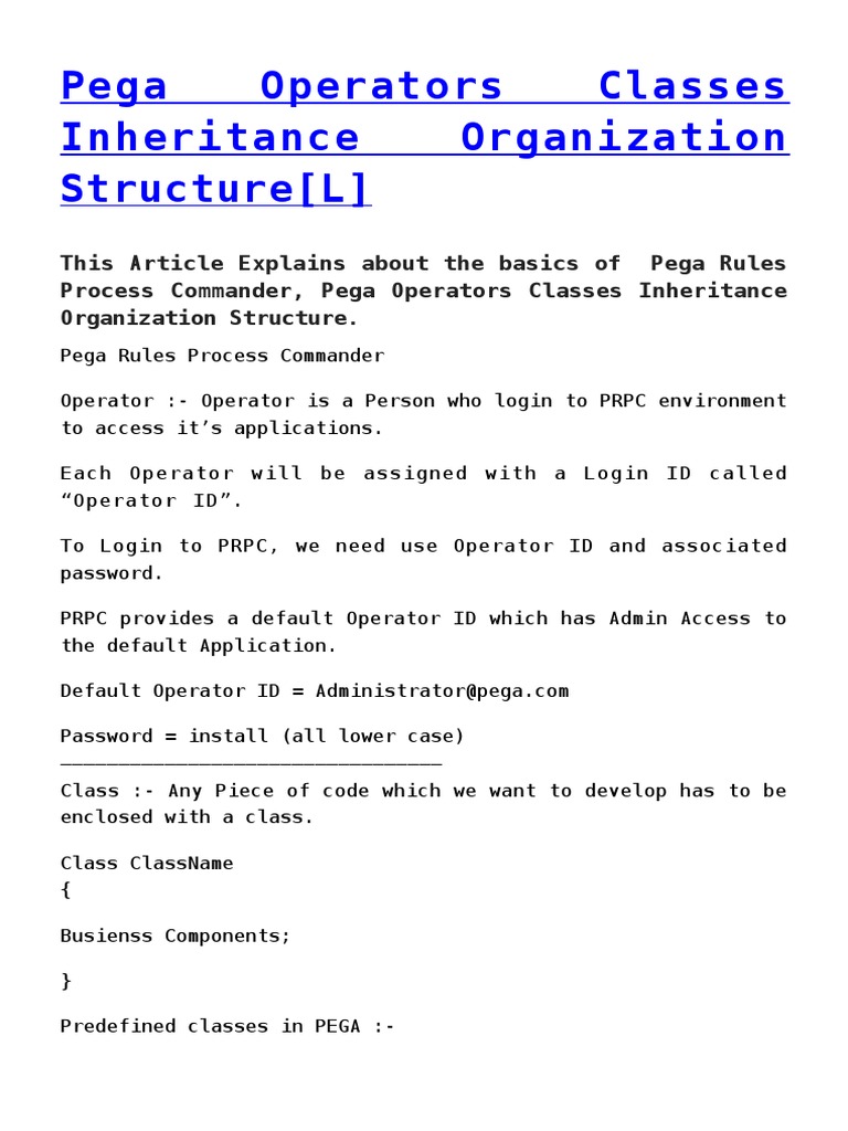 Pega Notes | PDF | Class (Computer Programming) | Inheritance (Object ...