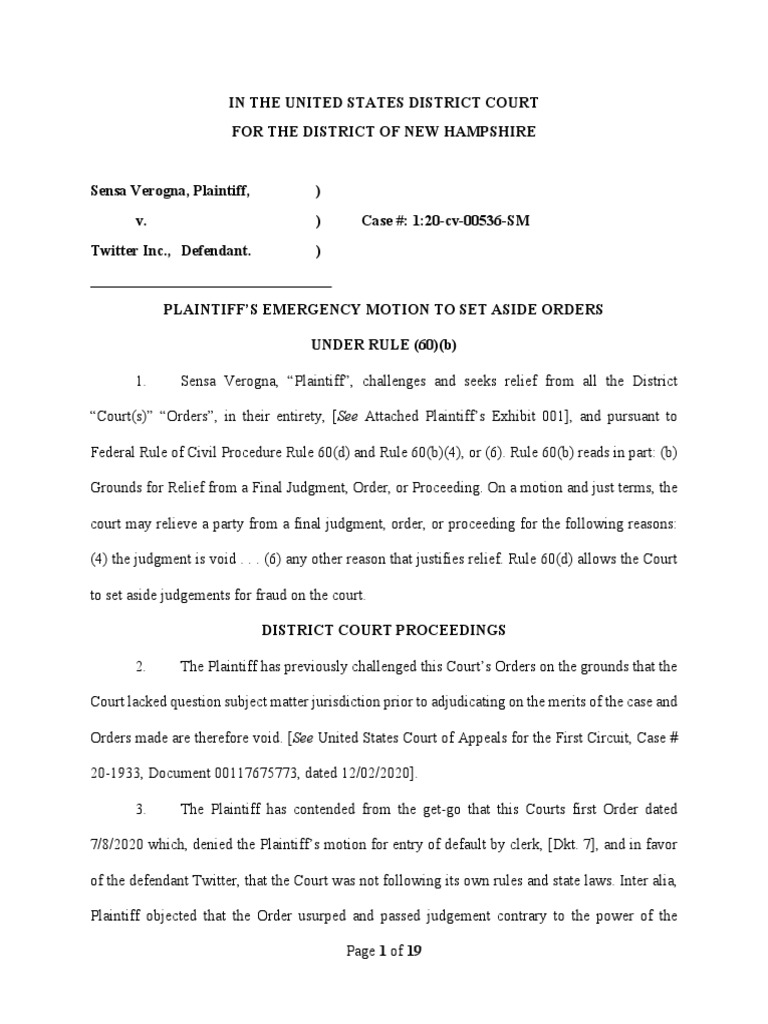 Rule 60b Motion | PDF | Fourteenth Amendment To The United States ...